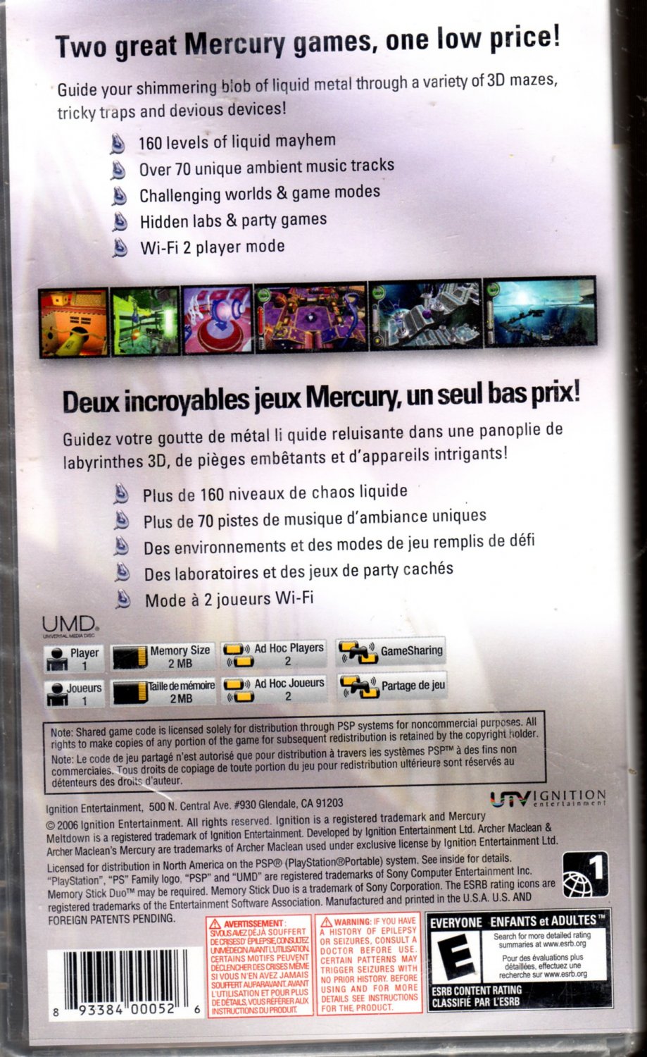 Mercury & Mercury Meltdown 2 Games In 1 (PSP) Brand New