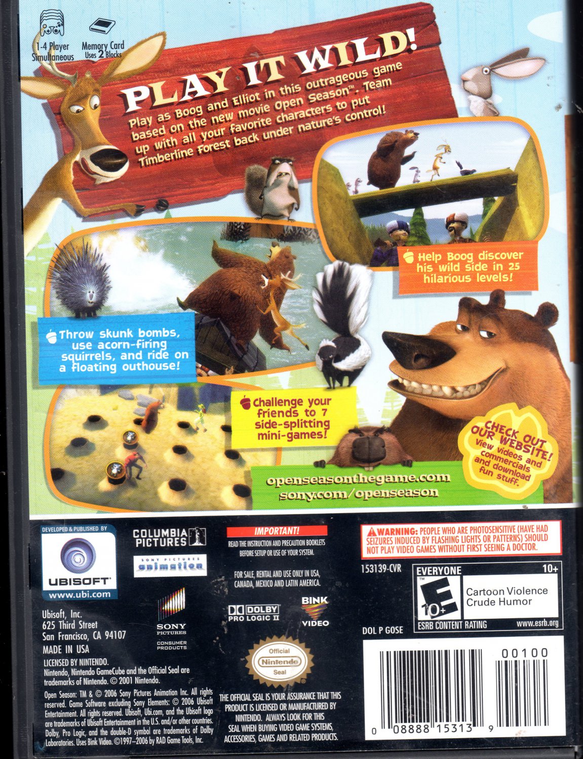Open Season Nintendo Gamecube Game