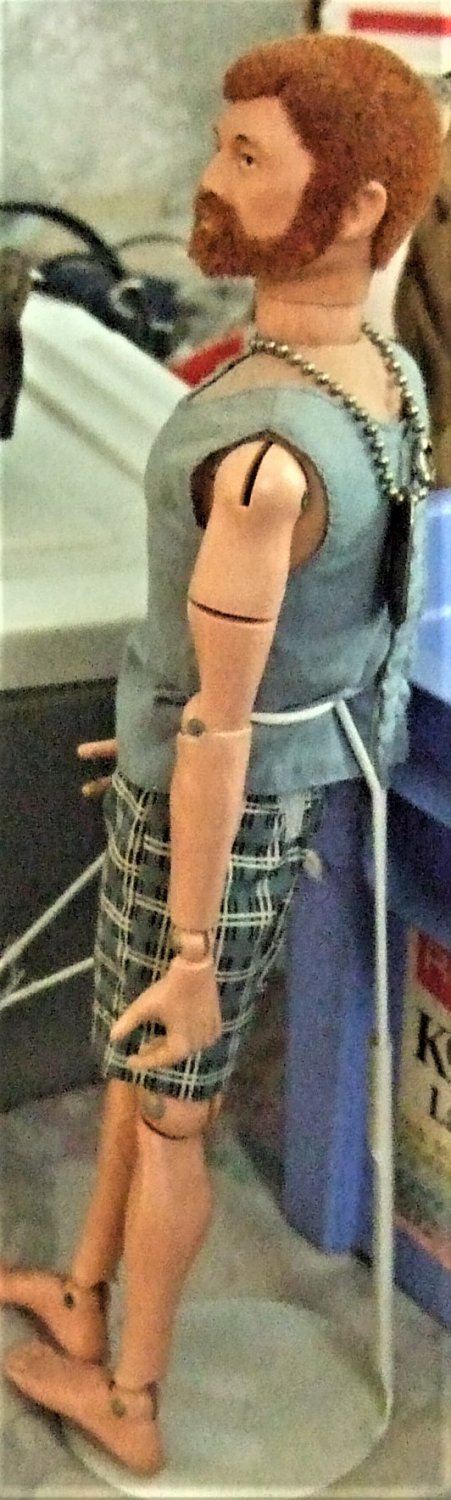 HASBRO VINTAGE 1964 GI JOE 12" FIGURE RED FLOCKED HAIR BEARD SCAR