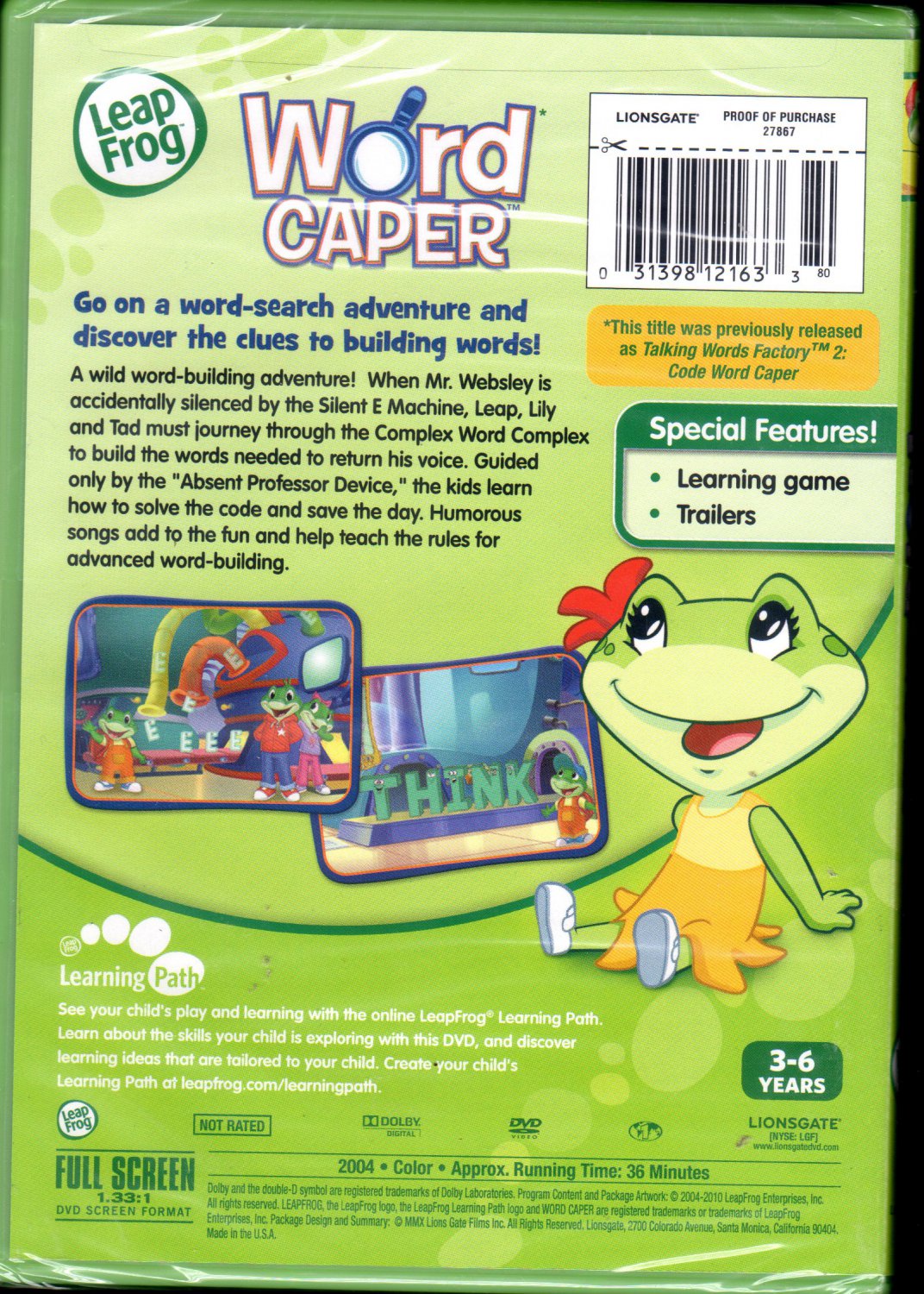 Leap Frog - Word Caper, Learning Path, Reading Skills. Full Screen