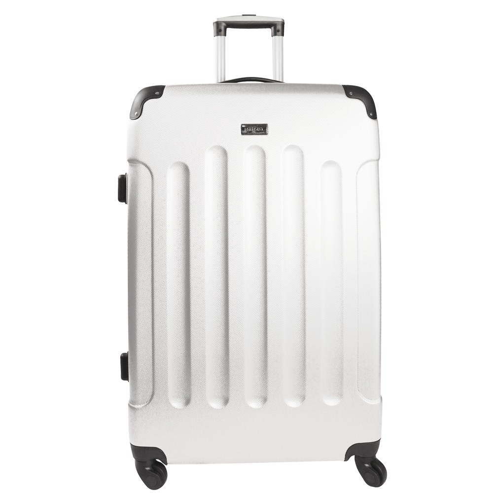 28" White Hardside Upright Suitcase with Spinners