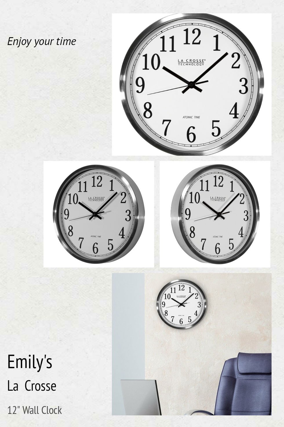 12 Inch Aluminum Atomic Analog Wall Clock