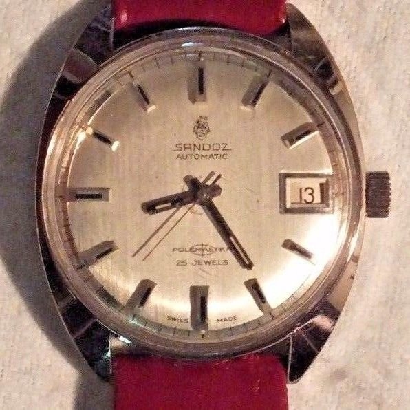 Vintage Sandoz Polemaster Automatic Watch Pan Pie Style Dial Cal. 90-5 ...