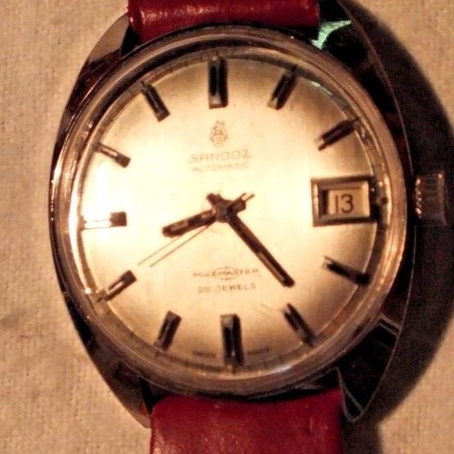 Vintage Sandoz Polemaster Automatic Watch Pan Pie Style Dial Cal. 90-5 ...