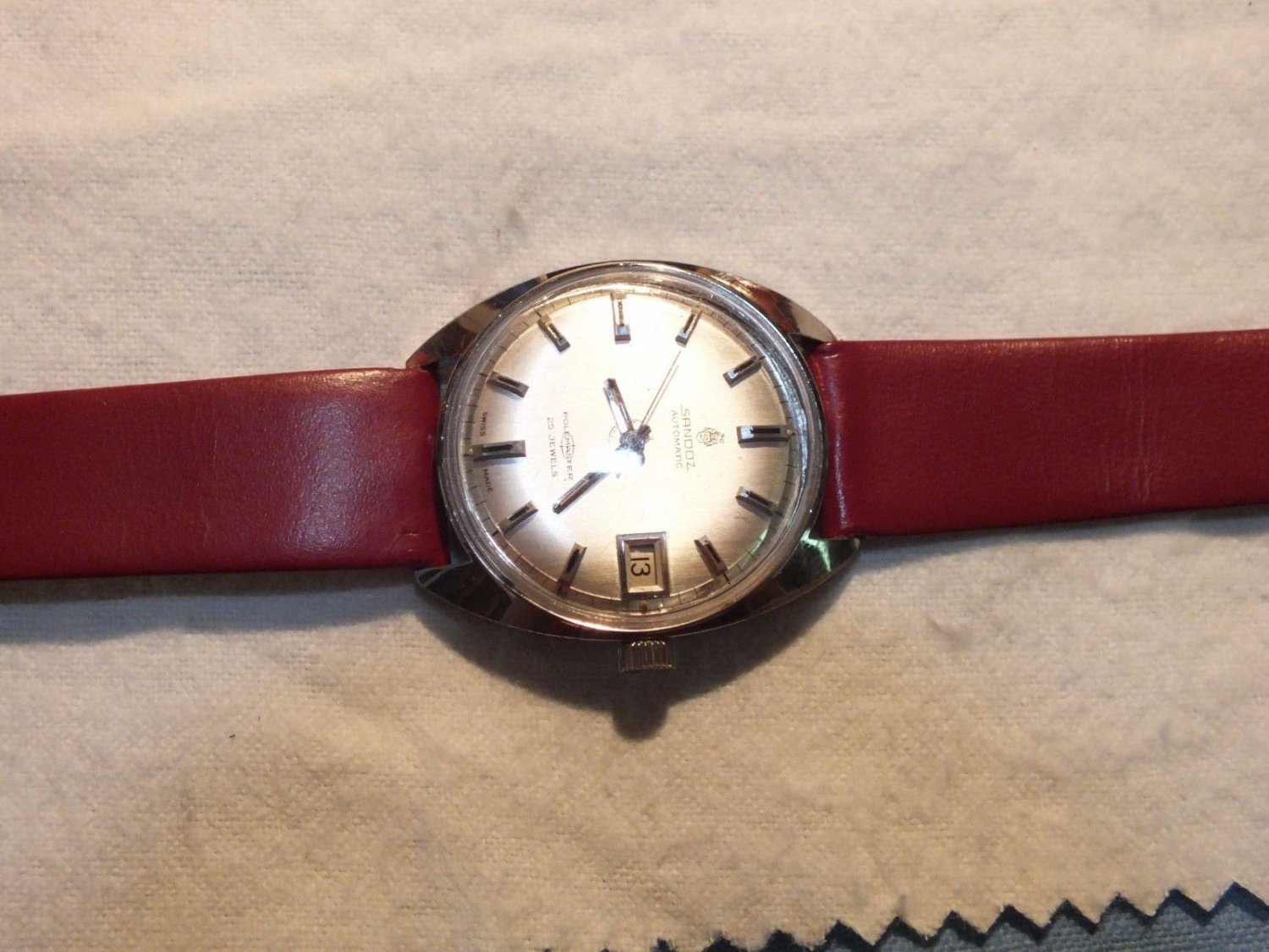 Vintage Sandoz Polemaster Automatic Watch Pan Pie Style Dial Cal. 90-5 ...