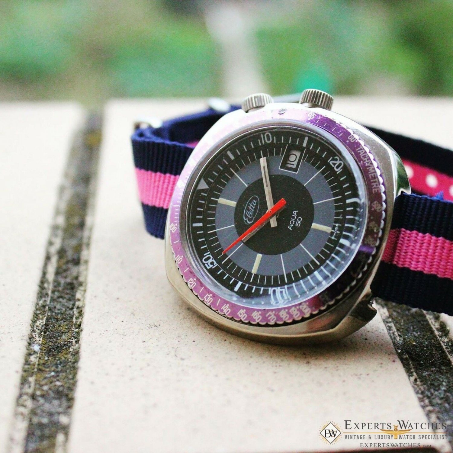 Vintage Eletta Super Compressor Diving Diver Manual Watch AQUA 50 Date