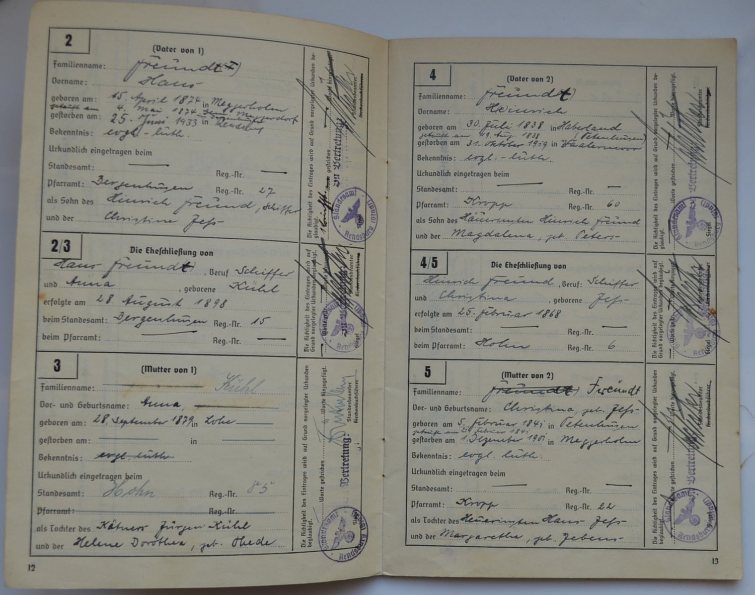 WWII ORIGINAL GERMAN DOCUMENT AHNENPASS