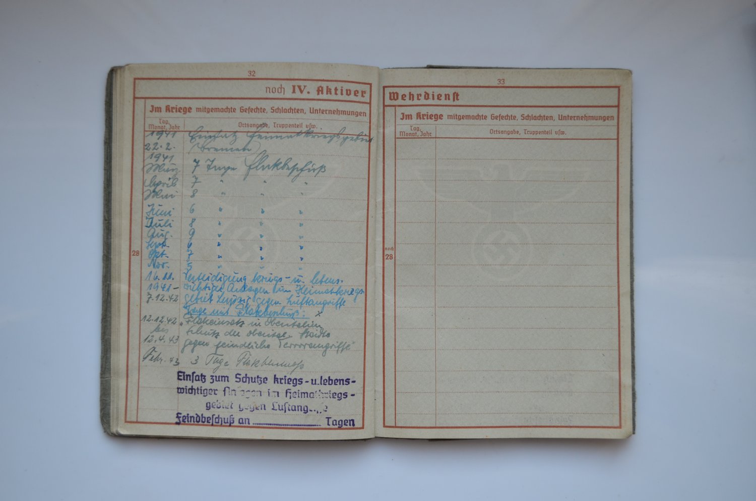 WWII WW2 ORIGINAL GERMAN DOCUMENT WEHRPASS