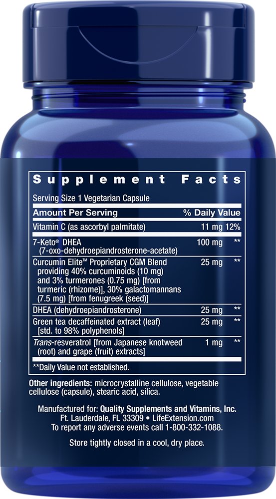 Life Extension DHEA COMPLETE 100 MG 7-KETO® 25MG (EXP 7/24)