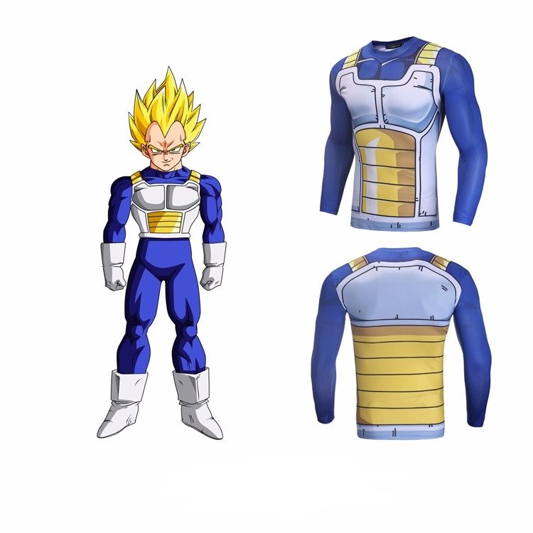 Vegeta Cell Saga Battle Saiyan Armor Long Sleeves Compression 3D Shirt