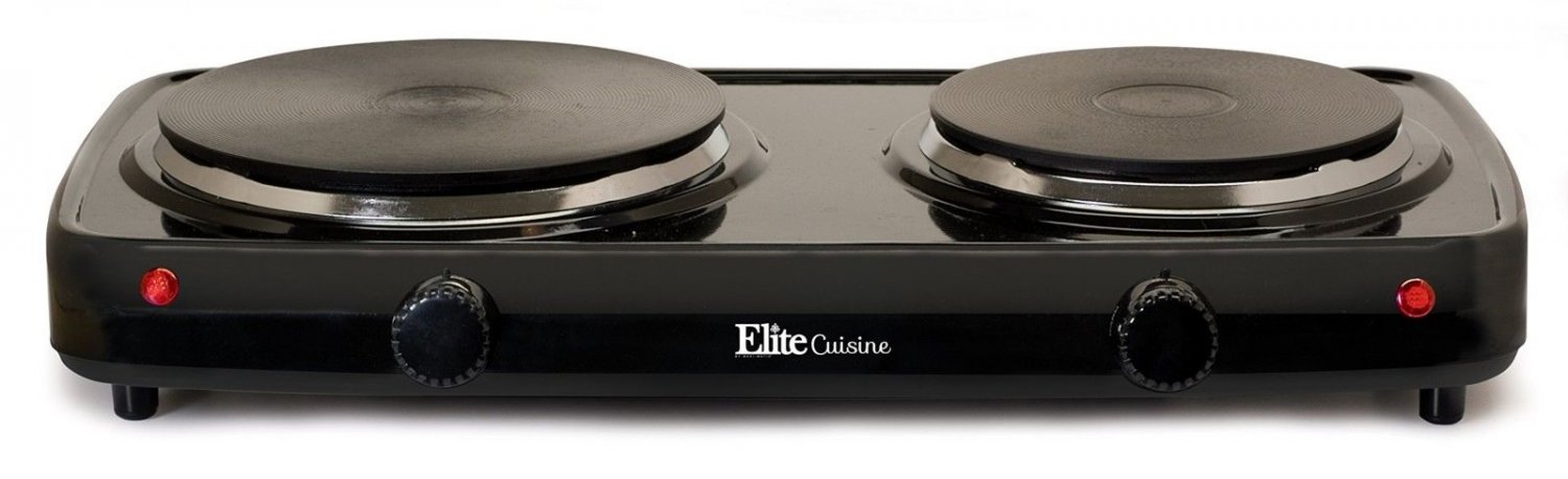 Black Electric Stove Top High Powered 2 Burners Cooktop Range Oven Hot ...