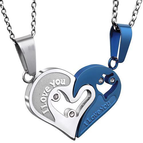 Love Pendant Heart Couple Necklace Stainless Steel His Hers Men Women ...