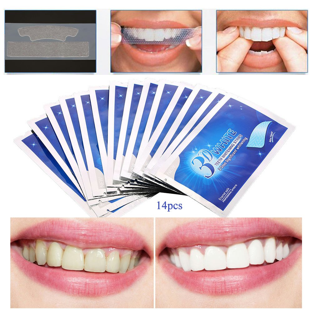 Teeth Whitening Gel Strips White 28pcs Light Guide Dental Shade Oral ...
