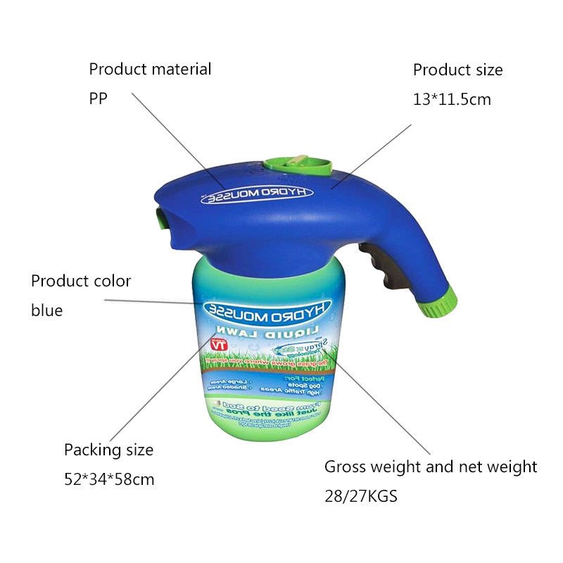 Hydro Mousse Liquid Lawn Grass Growth Garden Sprayer Bottle NO SEED