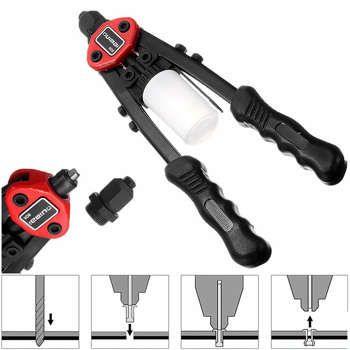 11inch Pop Double Hand Riveter Gun Pneumatic Tool Rivet Size 3.2/4.0/5. ...