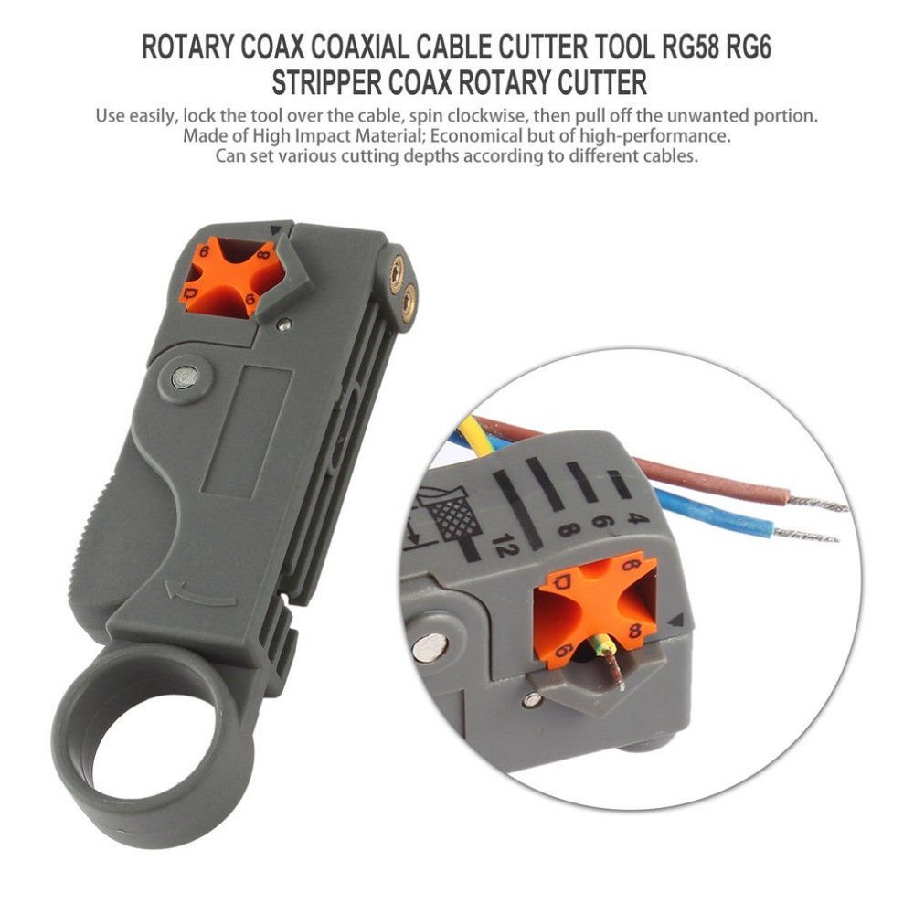 1pc Coaxial MultiFunction Cable Stripper/Cutter Tool Rotary Coax Stripper