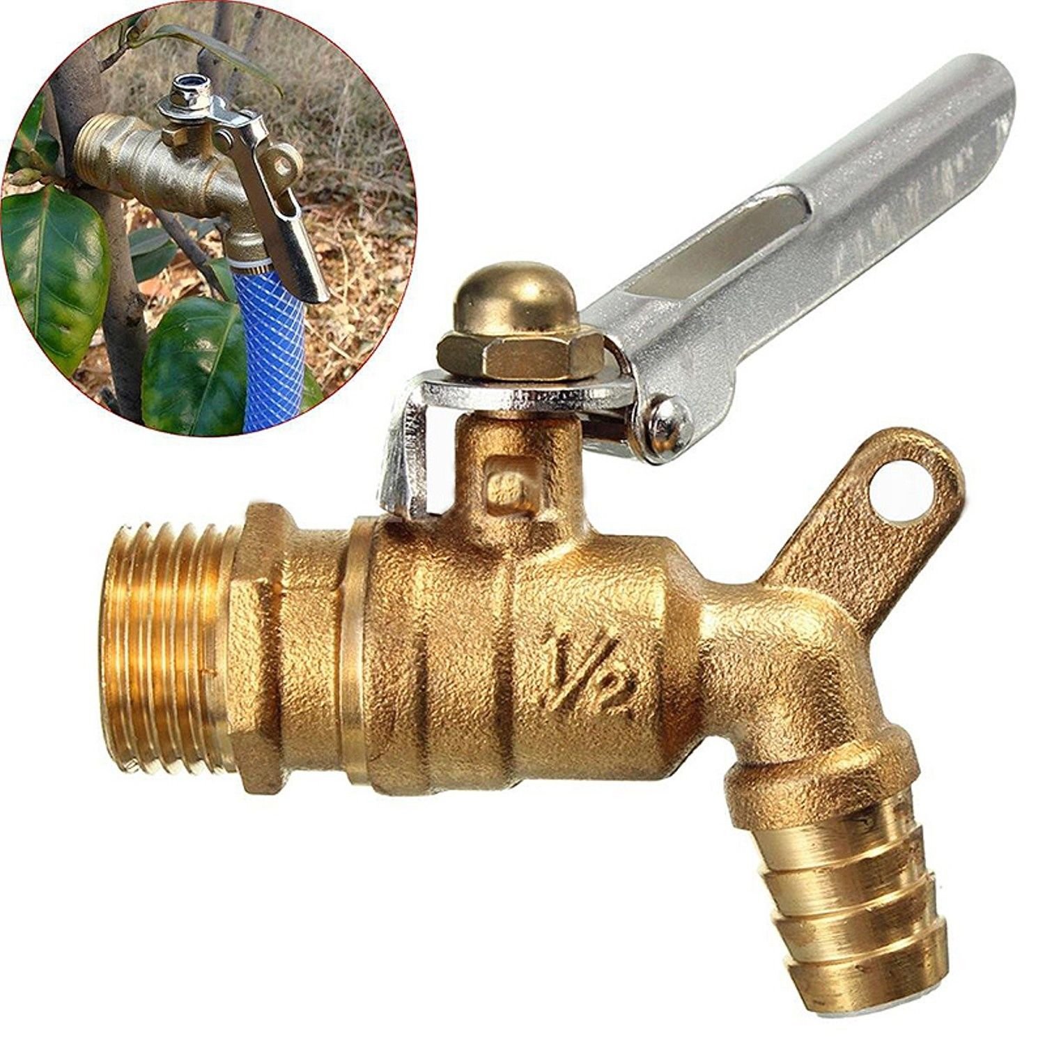 Outdoor Garden water taps 1/2" 2cm Waterfall key security lock Brass Water