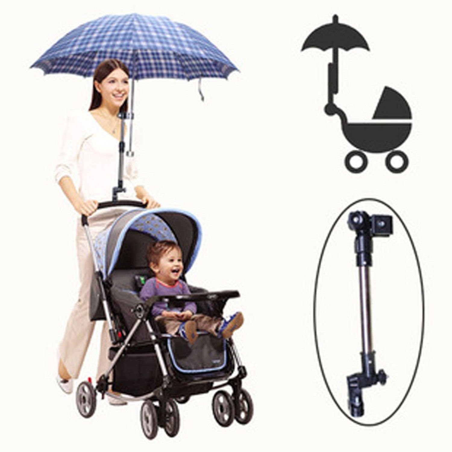 Universal Baby Pram Pushchair Bicycle Stroller Umbrella Rain Holder ...