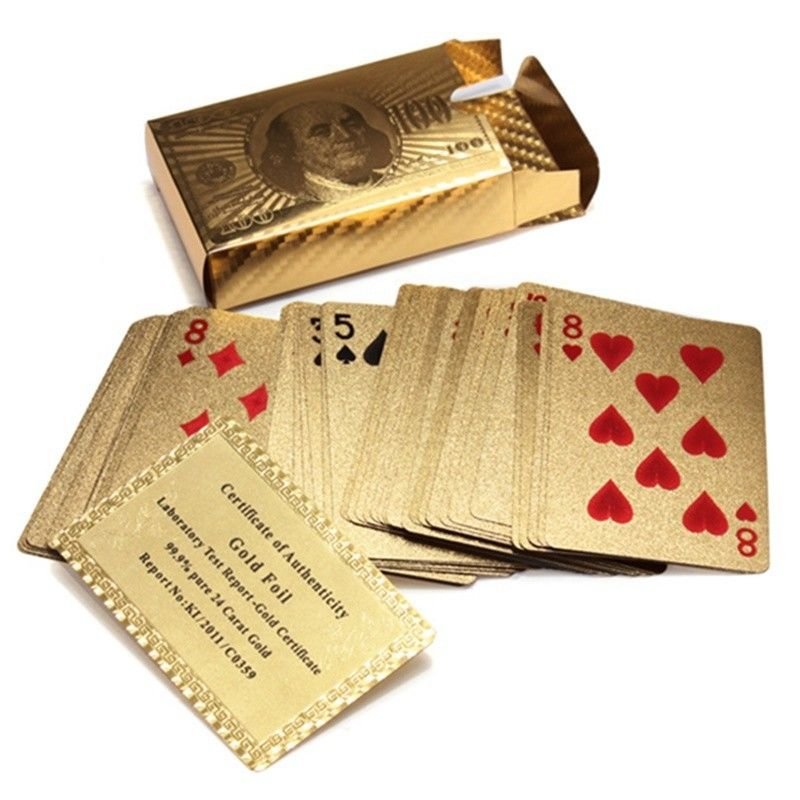 Certified Pure 24 K Carat Novelty Gold Foil Plated Poker Playing Cards ...