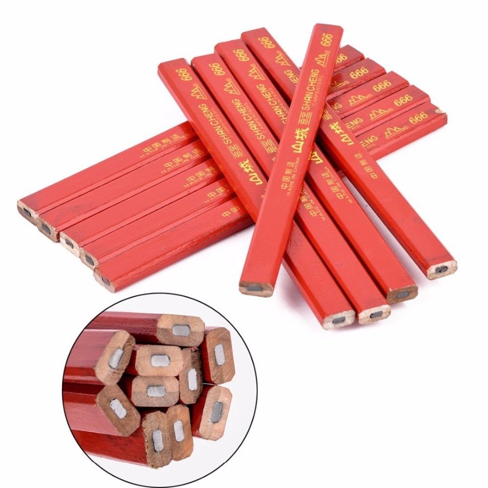 10pcs Carpenter Pencils Black Edge Builders Joiners DIY Woodworking ...