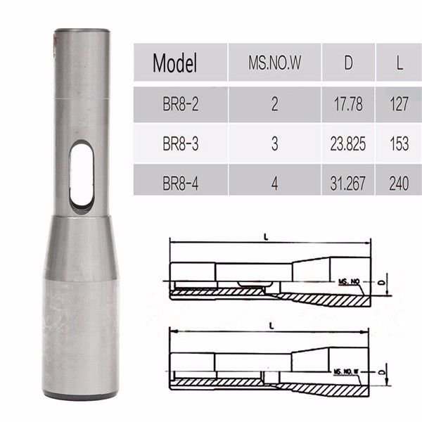 R8 Shank To MT3 R8 Drill Chuck Arbor Morse Taper Adapter Sleeve CNC Tool