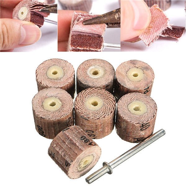 7pcs Flap Sanding Wheel 80-600 Grit With a 1/8 Inch Mandrel fit Dremel ...