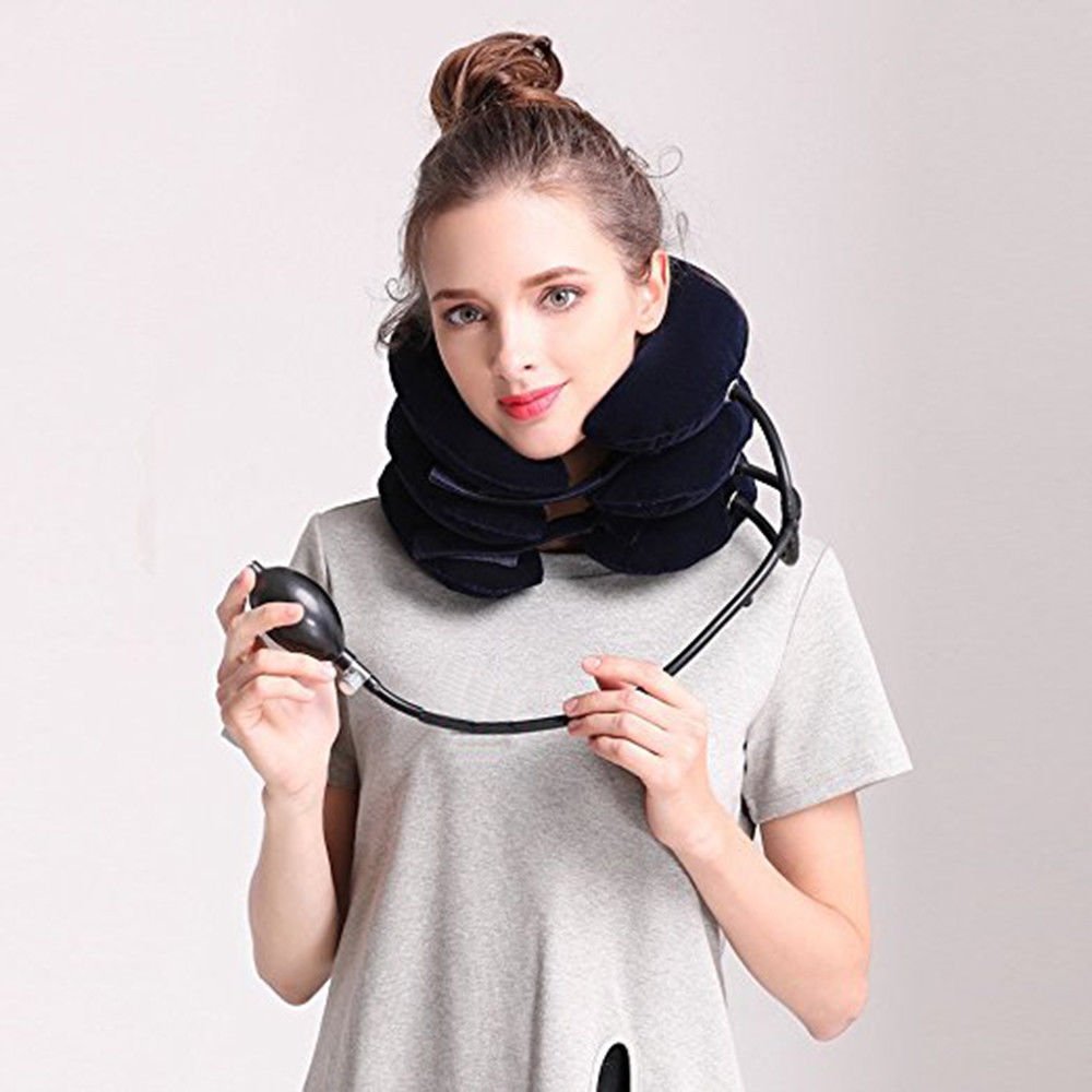 Air Inflatable Pillow Cervical Neck Head Pain Traction Support Brace ...