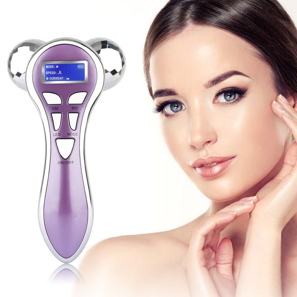4D V Face Ball Roller Face Massager Facial Lift Tool Microcurrent ...