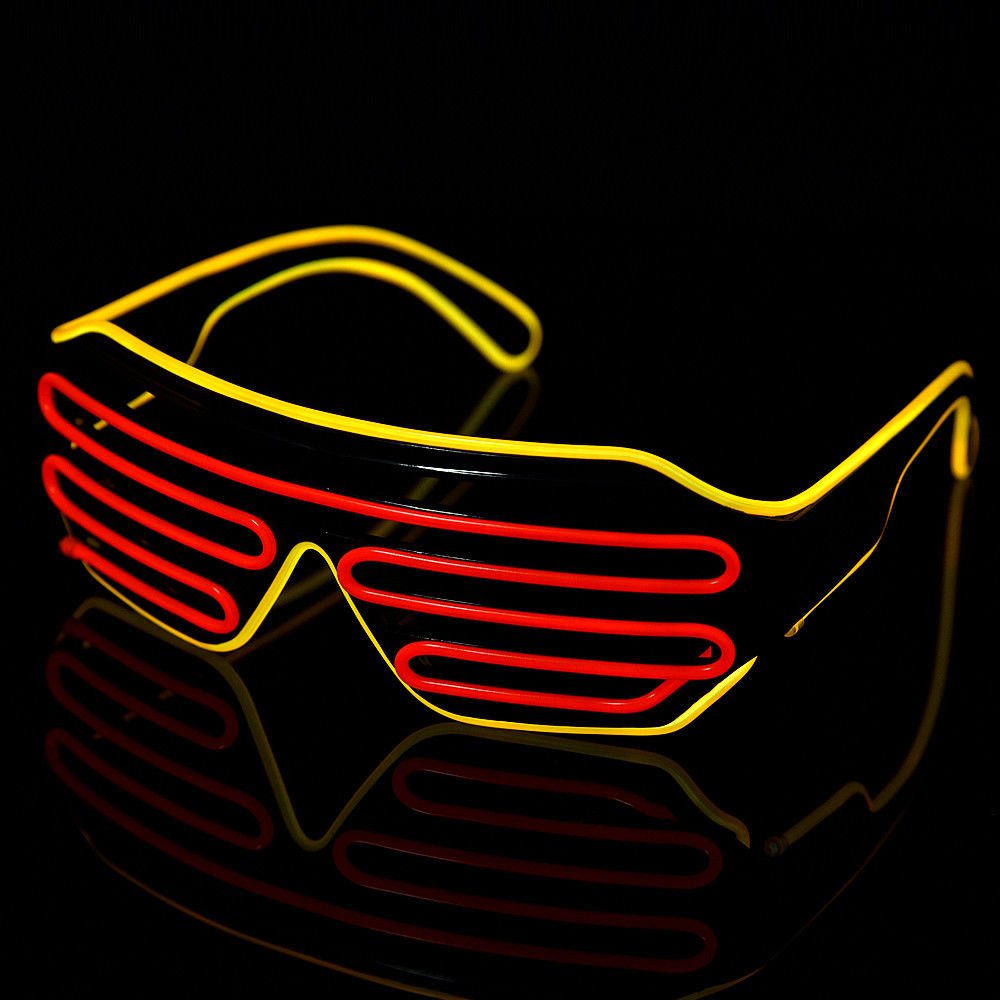 Glow LED Glasses Frame Voice Control Light Up Shutter Shades Rave ...