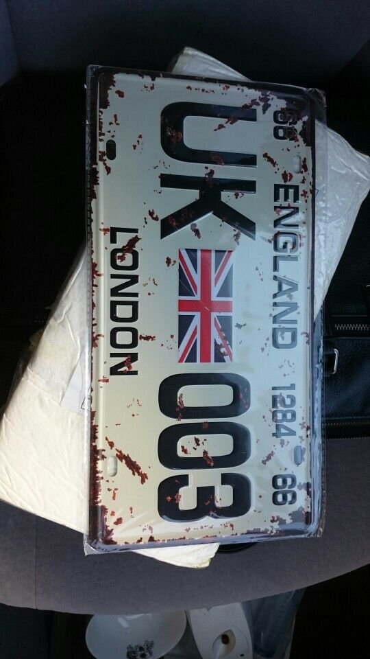 Vintage License Car Plates "UK-003 London England" Vintage Metal Signs ...