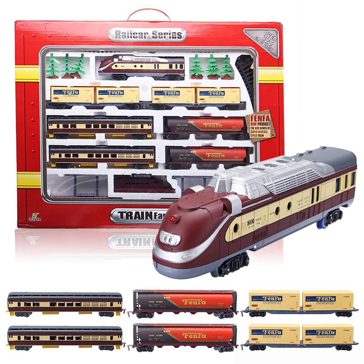 Electric Classic Train Rail Vehicle Toys Set Track Music Light Operated ...