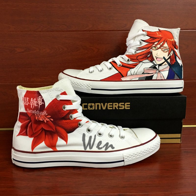 Custom Hand Painted Converse Shoes Anime Black Butler Grell High Top ...