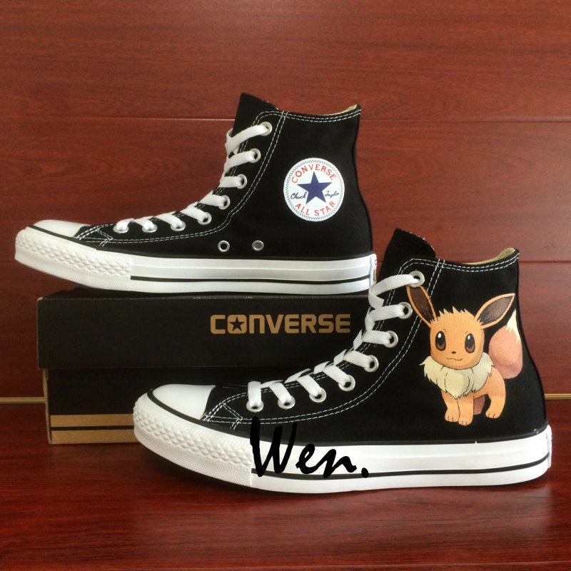 Cute Pokemon Eevee Converse Shoes Boys Girls Hand Painted Canvas ...