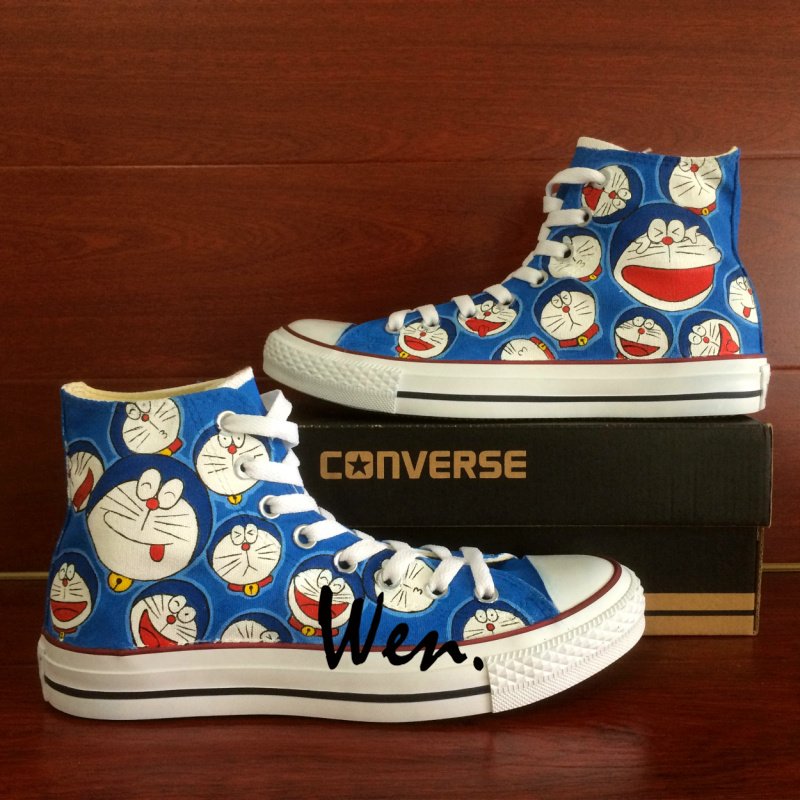 Men Women Doraemon Converse Shoes Custom Hand Painted Shoes Unique ...