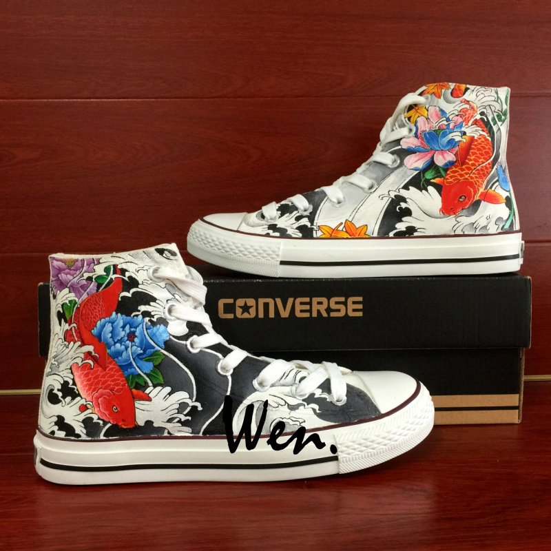 Custom Converse Chuck Taylor Fish Tattoo Hand Painted Shoes Unique ...