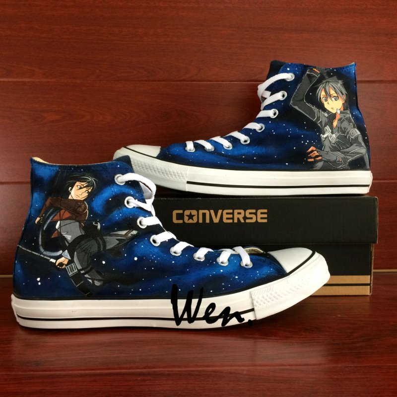 Custom Design Converse SAO Attack On Titan Hand Painted Canvas Shoes ...