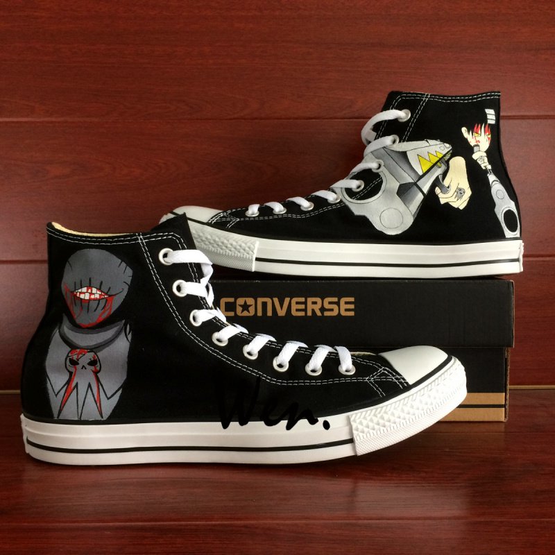 Anime Soul Eater Converse Chuck Taylor Hand Painted Shoes Black High ...