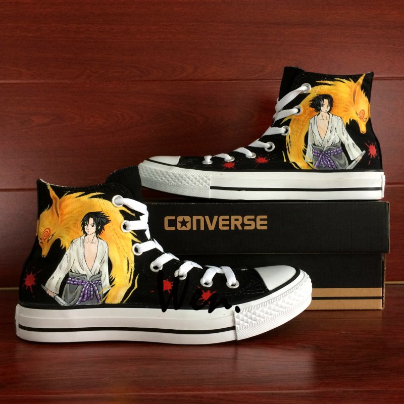 Uchiha Sasuke Kurama Naruto Converse All Star Hand Painted Shoes Unique ...