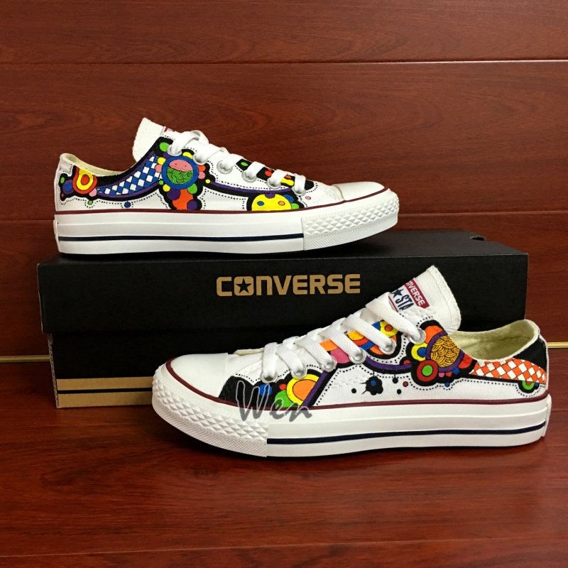 Original Design Colorful Floral Totem Hand Painted Canvas Shoes ...