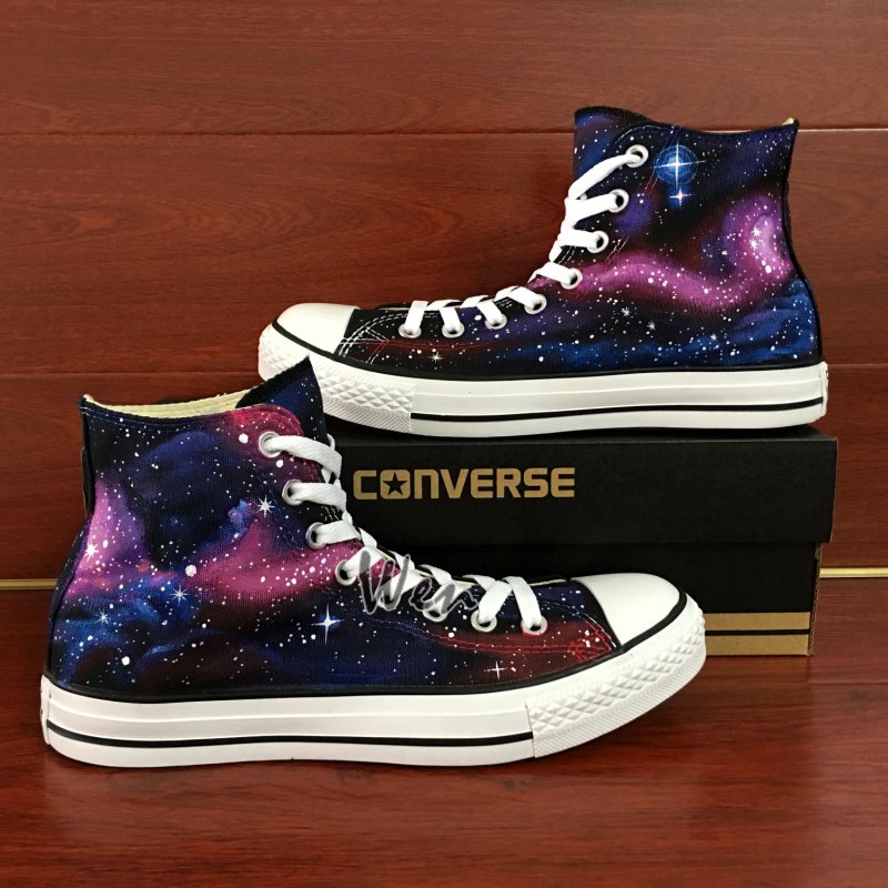 Original Converse Design Galaxy Stars Hand Painted Shoes High Top ...
