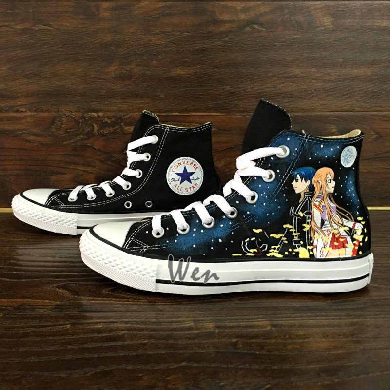 Anime Converse All Star Design Sword Art Online Hand Painted Shoes High ...