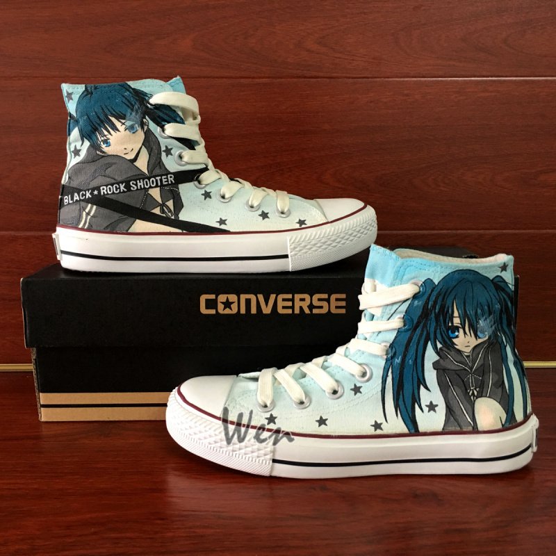 Black Rock Shooter Anime Converse All Star Man Woman's Hand Painted Shoes