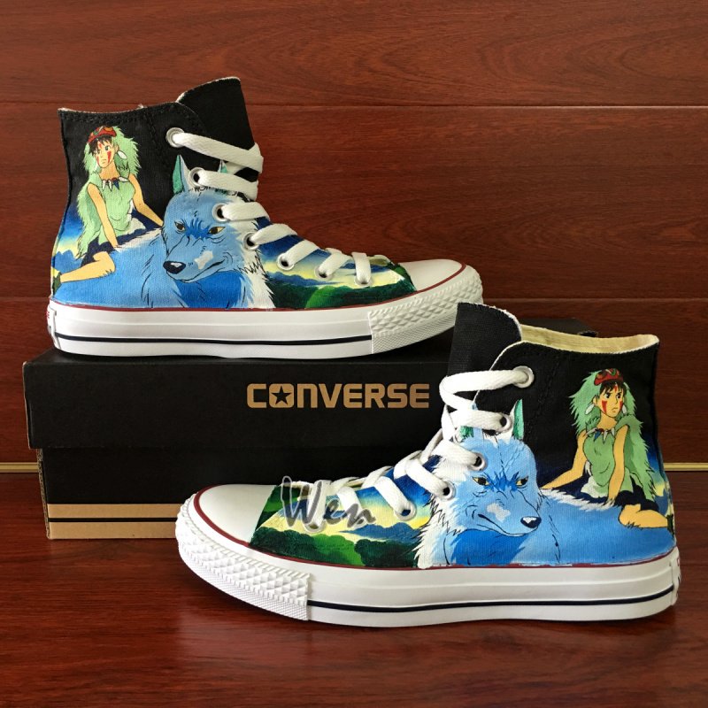 Anime Design Princess Mononoke Converse All Star Hand Painted Canvas ...