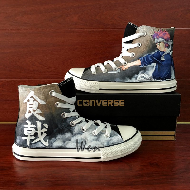 Design Hand Painted Anime Converse Shoes Shokugeki no Soma Canvas Sneakers