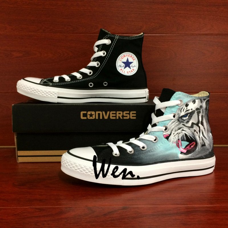 Original Converse All Star Custom Design Leopard Hand Painted Shoes Men ...