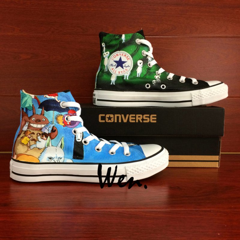 Custom Design Totoro Princess Mononoke Anime Hand Painted Canvas Shoes ...