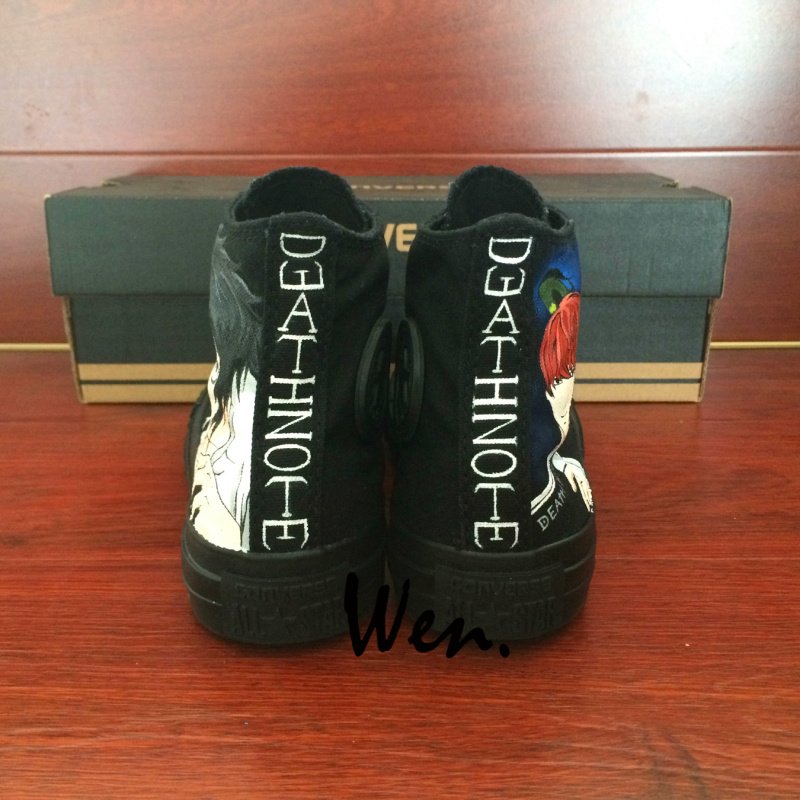 Anime Death Note L.Lawliet Yagami Light Hand Painted Converse Shoes Man ...