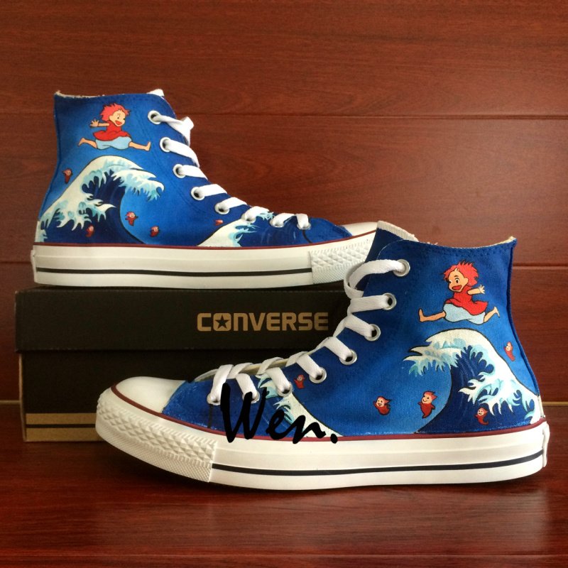 Custom Design Hand Painted Canvas Shoes Anime Ponyo on the Cliff ...