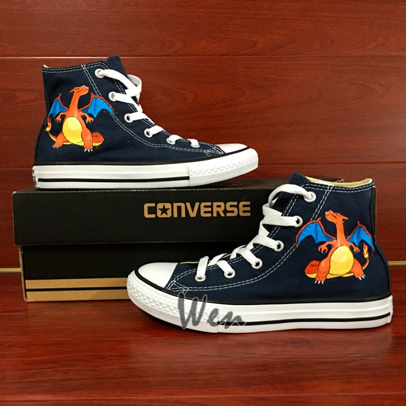 Blue Converse Shoes Custom Design Pokemon Charizard Anime Hand Painted ...