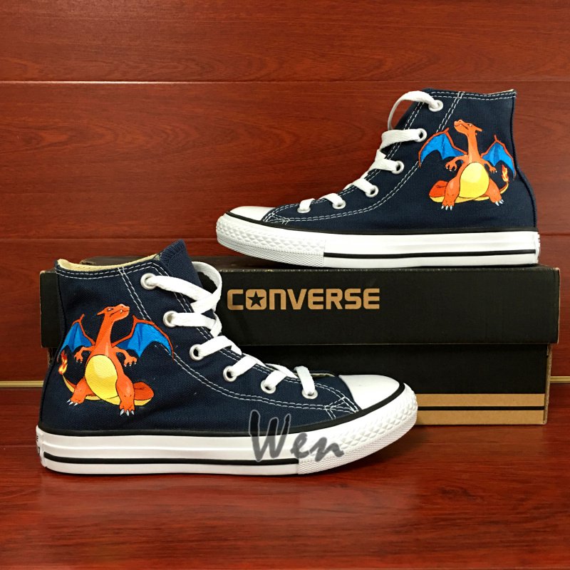 Blue Converse Shoes Custom Design Pokemon Charizard Anime Hand Painted ...